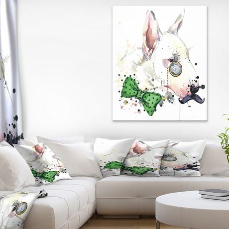 Click here for Design Art Bull Terrier Dog Canvas Print White 30I... prices