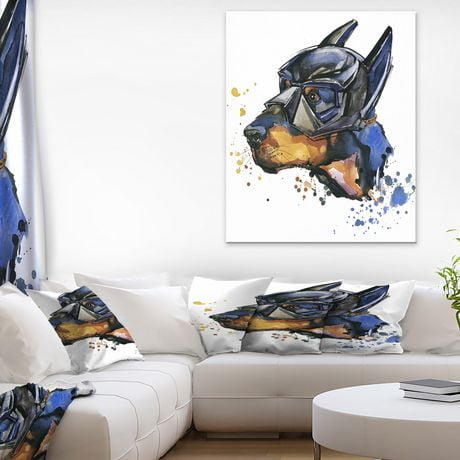 Click here for Design Art Doberman Superman Canvas Print Blue Inc... prices