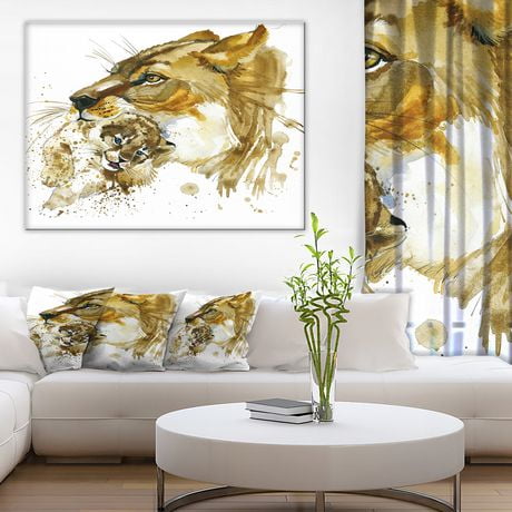 Click here for Design Art Lioness And Cub Illustration Canvas Pri... prices