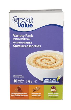 Great Value Instant Oatmeal Variety Pack | Walmart.ca