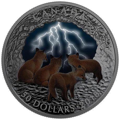 5 oz. Fine Silver Glow-in-the-Dark Coin - Nature's Light Show: Stormy ...