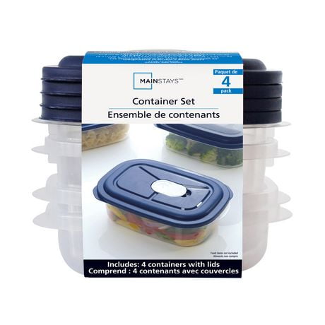 Mainstays 4-Pack Food Storage Containers Set with Microvent Lids ...