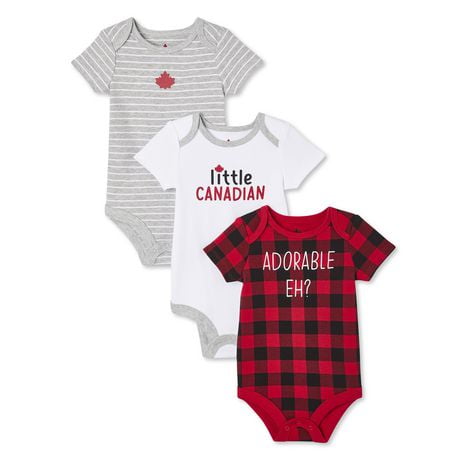 Click here for Canadiana Infants Unisex Bodysuit 3-Pack Grey Newb... prices