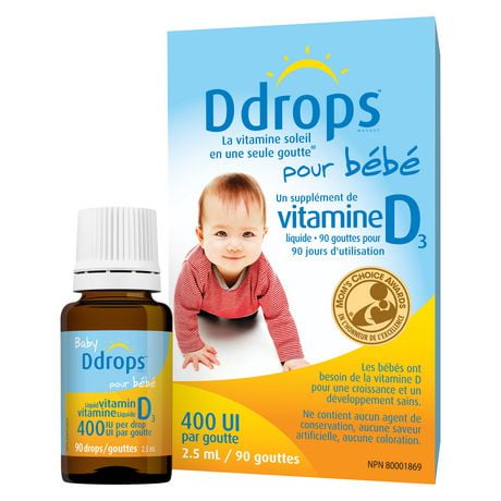 Supplément vitaminique de vitamine liquide D3 de DdropsMD pour bébé ...
