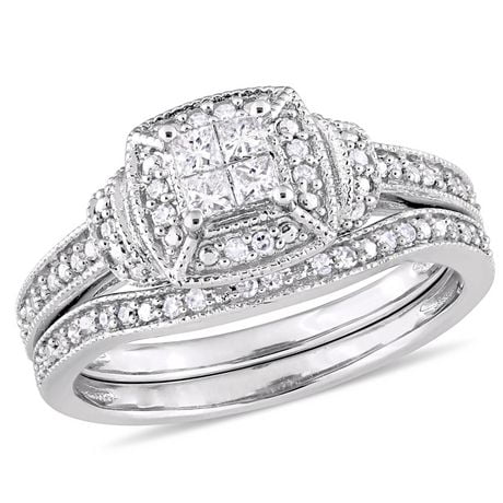 Click here for Miabella 1/3 Carat T. W. Diamond 10 K White Gold Q... prices