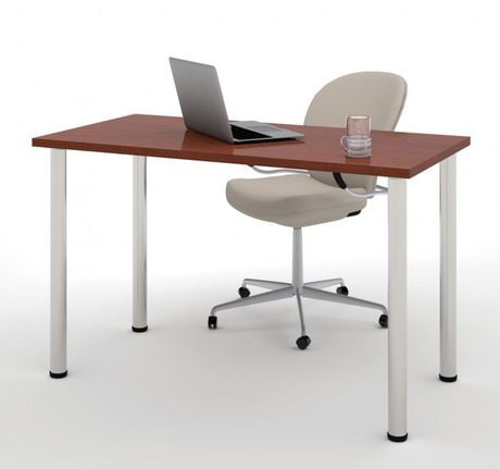 Click here for Bestar 24 X 48 Table With Round Metal Legs Bordeau... prices