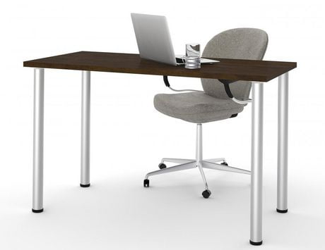 Click here for Bestar 24 X 48 Table With Round Metal Legs Chocola... prices