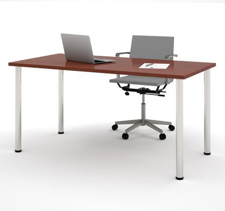 Click here for Bestar 30 X 60 Table With Round Metal Legs Bordeau... prices