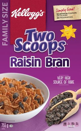 Kellogg's Two Scoops Raisin Bran Cereal, 755g | Walmart.ca