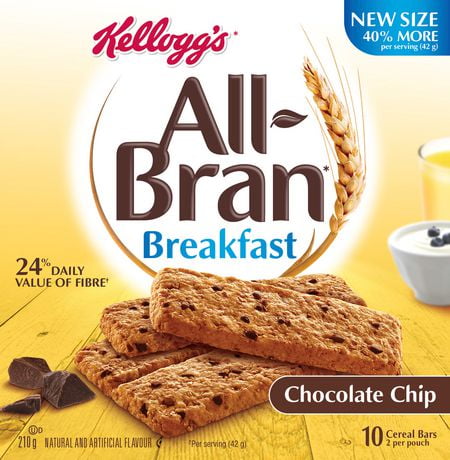 All-Bran Kellogg's All Bran Chocolate Chip Breakfast Bars - Walmart.ca