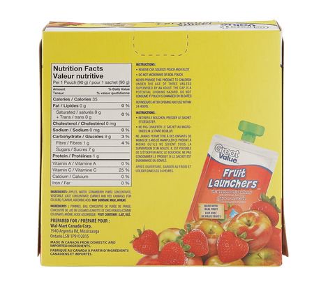 Great Value Unsweetened Strawberry Fruit Launchers Fruit Snacks ...