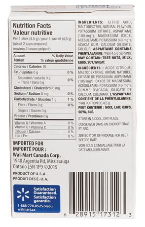 Great Value Low Calorie Pink Lemonade Drink Mix | Walmart Canada