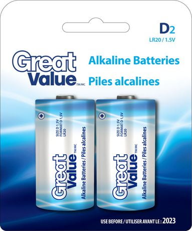 Great Value D Alkaline Battery 2 Pack | Walmart Canada