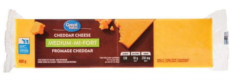 Great Value Medium Cheddar Cheese, 400 g - Walmart.ca