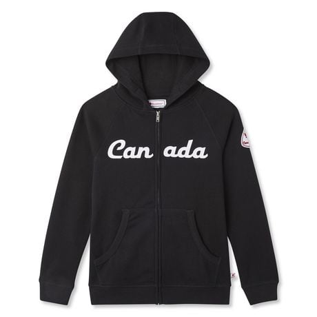 Click here for Canadiana Boys Full-Zip Raglan Hoodie Black Xs prices