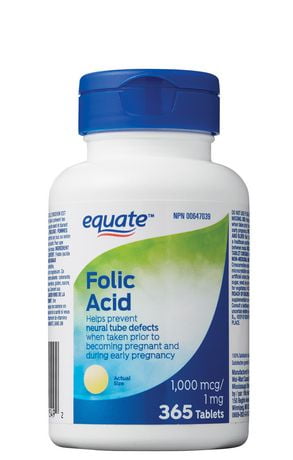 Equate Folic Acid, 1 mg, 365 Tablets - Walmart.ca