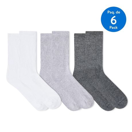 Athletic Works Men's Crew Socks 6-Pack, Sizes 6-12 - Walmart.ca