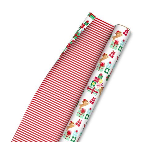 Hallmark Reversible Christmas Wrapping Paper (1 Roll: 240 sq. ft ...