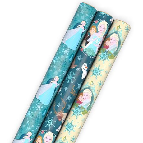 Hallmark Disney Frozen Christmas Wrapping Paper with Cutlines on ...