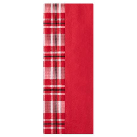 Hallmark Solid Red and Plaid Tissue Paper for Christmas Gift Wrapping ...