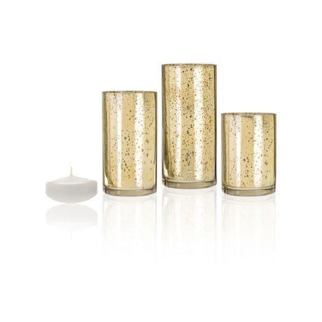 Set of 9 Floating Candles & Vintage Metallic Holder - Gold - Walmart.ca