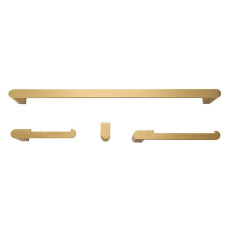 Portofino 4-Piece Matte Brass Bathroom Hardware Accessory Kit | Walmart ...
