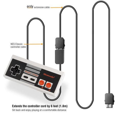 Orzly SNES/NES Classic Edition 6ft Controller Extension Cable | Walmart ...