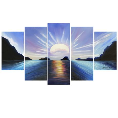 Click here for Design Art Brilliant Blue Sunset Canvas Art Black prices