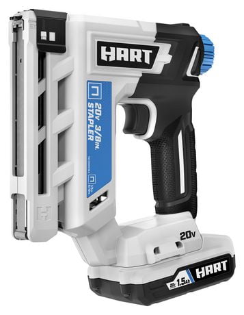 HART 20-Volt 3/8-Inch Crown Staple Gun Kit (1) 20-Volt 1.5 Ah Lithium ...