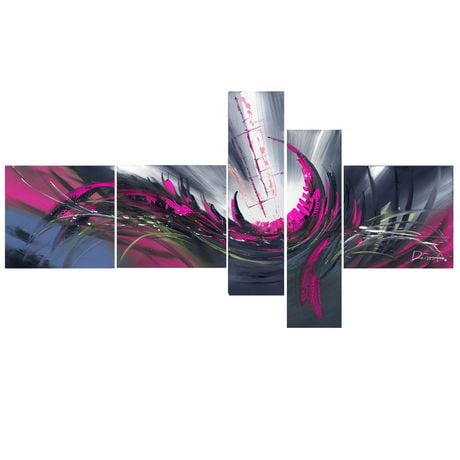 Click here for Design Art Red Grey And Pink Abstract Canvas Wall... prices