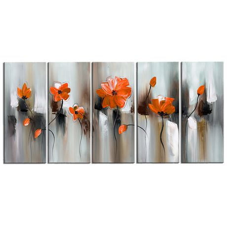 Click here for Design Art Orange Modern Flower Art Gallery Wrappe... prices