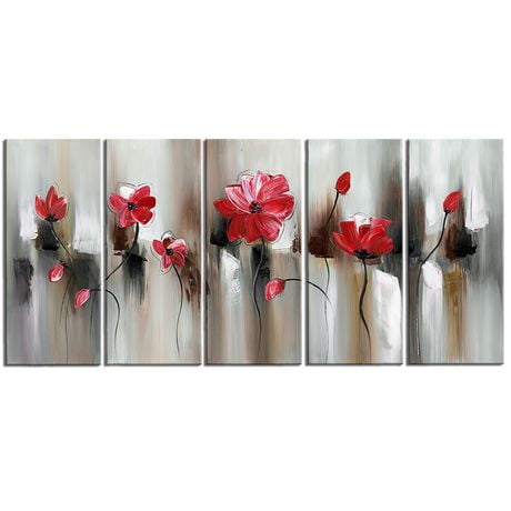 Click here for Design Art Red Modern Flower Art Gallery Wrapped C... prices