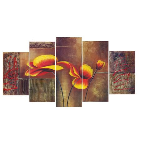 Click here for Design Art Orange & Beige Flower Canvas Art Orange prices