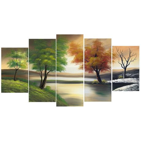 Click here for Design Art Changing Seasons On The Lake Canvas Pri... prices