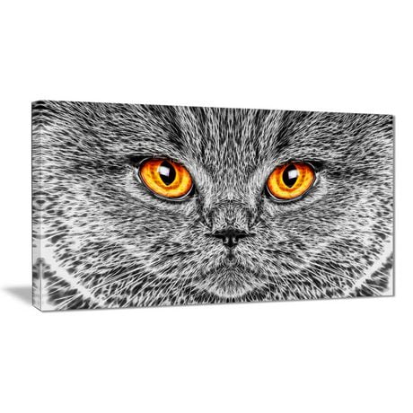 Click here for Design Art Gray Cat Animal Single Panel Canvas Wal... prices