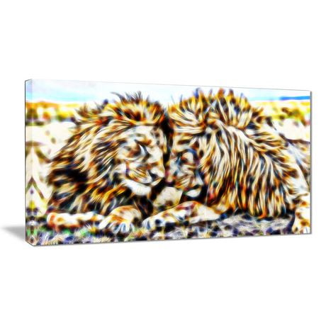 Click here for Design Art Soul Mates Lion Animal Single Panel Can... prices