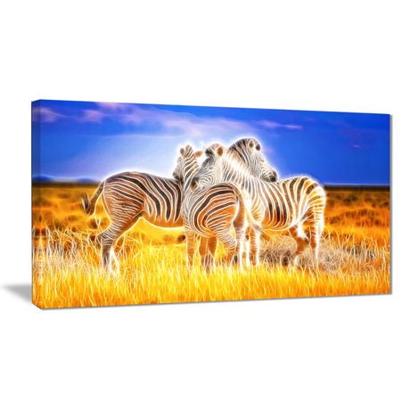 Click here for Design Art Zebra Duo On Single Panel Canvas Wall A... prices