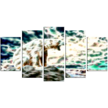 Click here for Design Art Roar Of The Polar Bear Animal Canvas Wa... prices