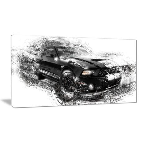 Click here for Design Art Black And White Muscle Car Canvas Wall... prices