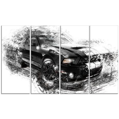 Click here for Design Art Black And White Muscle Car Canvas Wall... prices