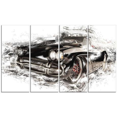 Click here for Design Art Black Convertible Roadster Canvas Wall... prices