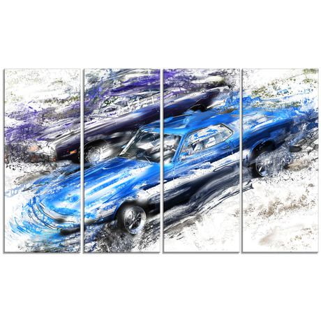 Click here for Design Art Blue And Purple Muscle Cars Canvas Wall... prices