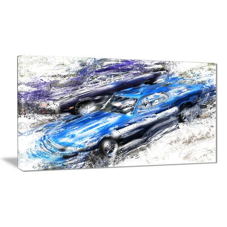 Click here for Design Art Blue And Purple Muscle Cars Canvas Wall... prices