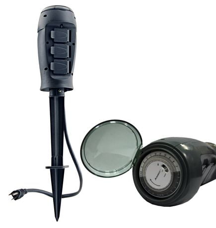Atron Electro Industries Outdoor Stake Timer with 3 Grounded Outlets ...
