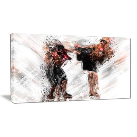 Click here for Design Art Kick Boxing Side Kick Canvas Wall Art M... prices