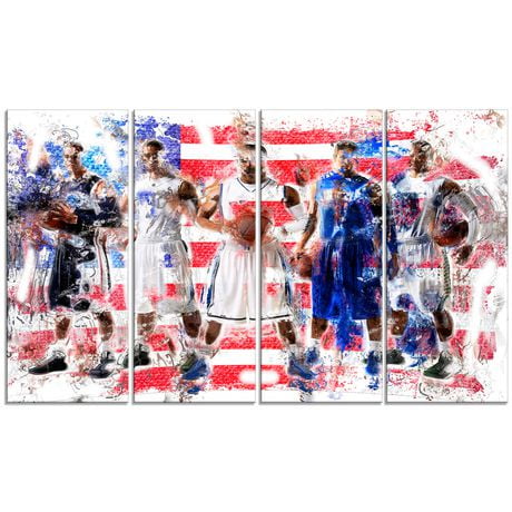 Click here for Design Art Usa Basketball Canvas Wall Art Multi-Co... prices