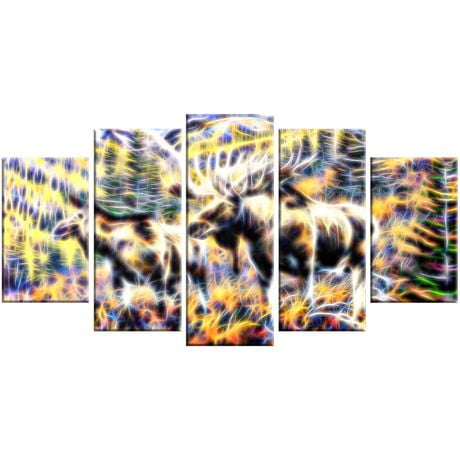 Click here for Design Art Moose In The Forest Canvas Wall Art Mul... prices
