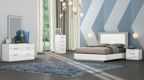 Click here for K-Living Harvey 5 Piece Queen Bedroom Set In White... prices