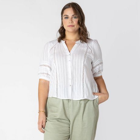 Devoted Women’s Plus size short sleeve button up blouse - Walmart.ca