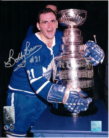 Bobby Baun Signed 8x10" Unframed HHOF Photo Hugging Cup - Toronto Maple ...